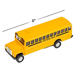 Rhode Island Novelty 5 Inch Die Cast School Bus with Pull-Back Action, 1 Per Order