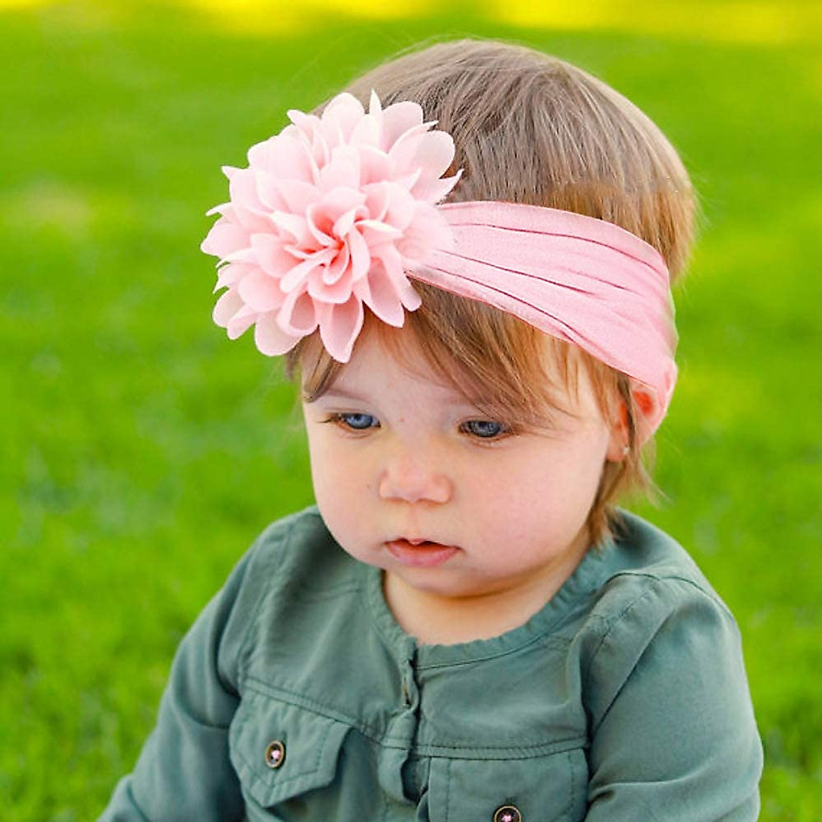 CÉLLOT 15 Pieces Baby Girls Headbands Tulle Hair Bows Head Wraps Chiffon Flowers Bows Soft Stretchy Turban Headbands for Newborn Infant Girls and Toddlers