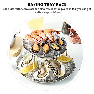 BESTonZON Metal Pizza Tray Holder Pizza Box Riser Stainless Steel Seafood Serving Display Stand Tabletop Baking Pan Platter Stands for Home Restaurant Accessory 15-27cm