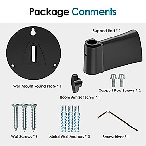 Wall Mount Boom Arm - Wall Mount Microphone Holder for Stand, Vertical Surface Mount and Freely Swiveling Metal Wall Mount Clip Suitable for Saves The Desk Space, Mic Stand Accessories by YOUSHARES