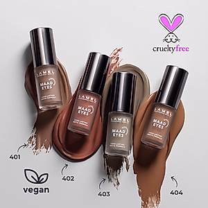 Lamel Matte Liquid Eyeshadow - Long Lasting Waterproof Eye Tint - Quick-Drying, Hypoallergenic Eye Makeup - Creamy & Smooth Formula - Brown Matte Cream Eyeshadow - Maad Eyes, №401, 5.2ml / 0.17oz