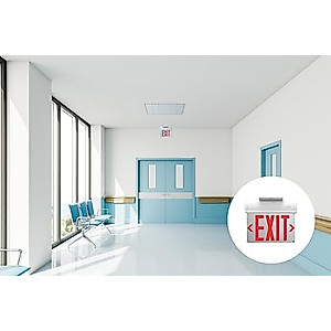 Lithonia Lighting BE W R UM M2 BE Basics Edge-Lit Exit Sign, White with Red Letters, Universal Mount