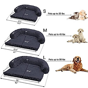 Calming Dog Bed Fluffy Plush Dog Mat for Furniture Protector with Removable Washable Cover for Large Medium Small Dogs and Cats (Large(45x37x6), Dark Grey)