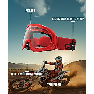 CRG Sports Motorcycle Goggle ATV Dirt Bike Off Road Racing Motocross Goggles for Men, Women, Adults