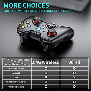EasySMX 【New】 Wireless PC Controller, Arion8236 Gaming Controller for Windows Steam/PS3/Android/Switch/Steam Deck, Dual-Vibration Computer Controller Gamepad with Turbo, 14 Hours Working Battery