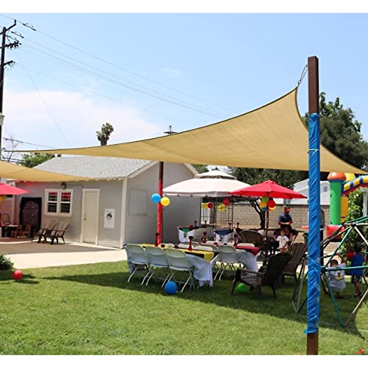 Quictent 20X20FT 185G HDPE Square Sun Shade Sail Canopy 98% UV Block Outdoor Patio Garden with Hardware Kit (Sand)