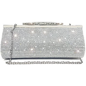 VINMEN Bling Women's Clutch Purses Bag Envelope Glitter Rhinestone Evening Handbag (silver)