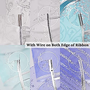 AIMUDI Blue and Silver Christmas Ribbon Wired 2.5" Ice Blue Christmas Tree Ribbon Garland 6 Rolls 36 Yards Turquoise Blue Ribbon for Christmas Tree Topper Bows, Crafts, Gift Wrapping, Wreaths