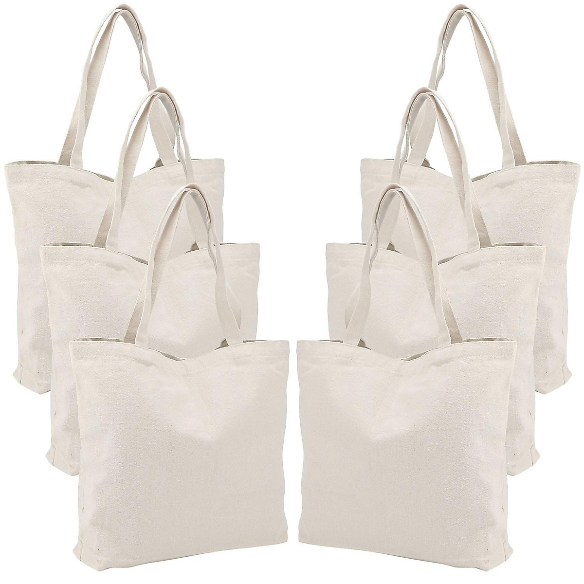 Segarty 6 Packs Large Canvas Tote Bags, 20X15 Inch Reusable Grocery Bags, Heavy Duty Shopping Bags with Bottom Gusset, Natural White Blank Cloth Shoulder Bags Perfect for DIY Crafting Decorating
