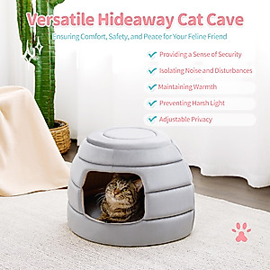 Made4Pets Cat Bed and House, 2-in-1 Foldable Cat Houses for Indoor Cats, Soft Velvet Cat Cave, Removable and Washable Cushion, Cat Condo for All-Season Comfort and Style