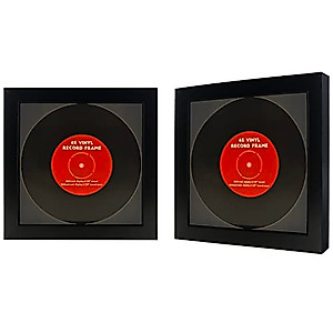 2 Pack, 45 Single 6 7/8" Vinyl Record Frame, Display 45 rpm Vinyl Record with Mat or 7" 45 rpm Vinyl Sleeve Art without mat, Wall & Tabletop Display