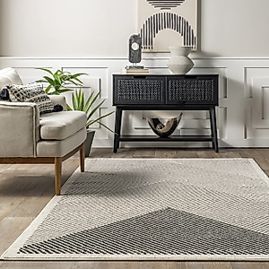 nuLOOM 12' x 15' Indoor Performance Area Rug, Stain-Resistnat, Pet and Kid Friendly, Durable, High-Traffic, Charline Grey/Ivory