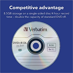 Verbatim DVD+R DL Double Layer 8.5GB 8X LifeSeries - 25pk Spindle 71122
