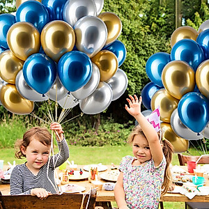 Metallic Gold Silver Balloon and Metallic Blue Balloon for Baby Shower Birthday Graduation Wedding Party Decorations
