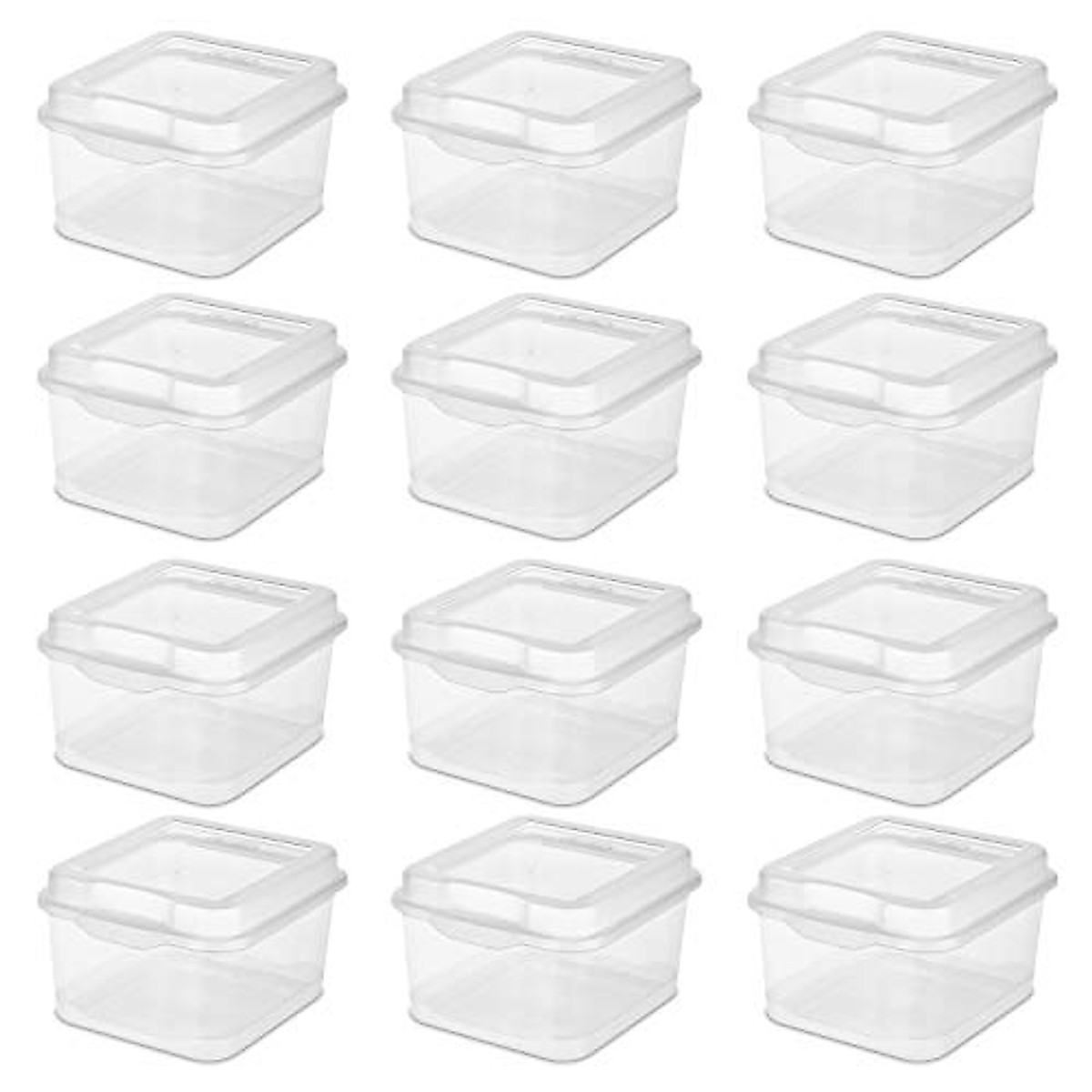 Sterilite 18038612 Flip Top, Clear, 12-Pack & 18058606 Large Flip Top, Clear, 6-Pack