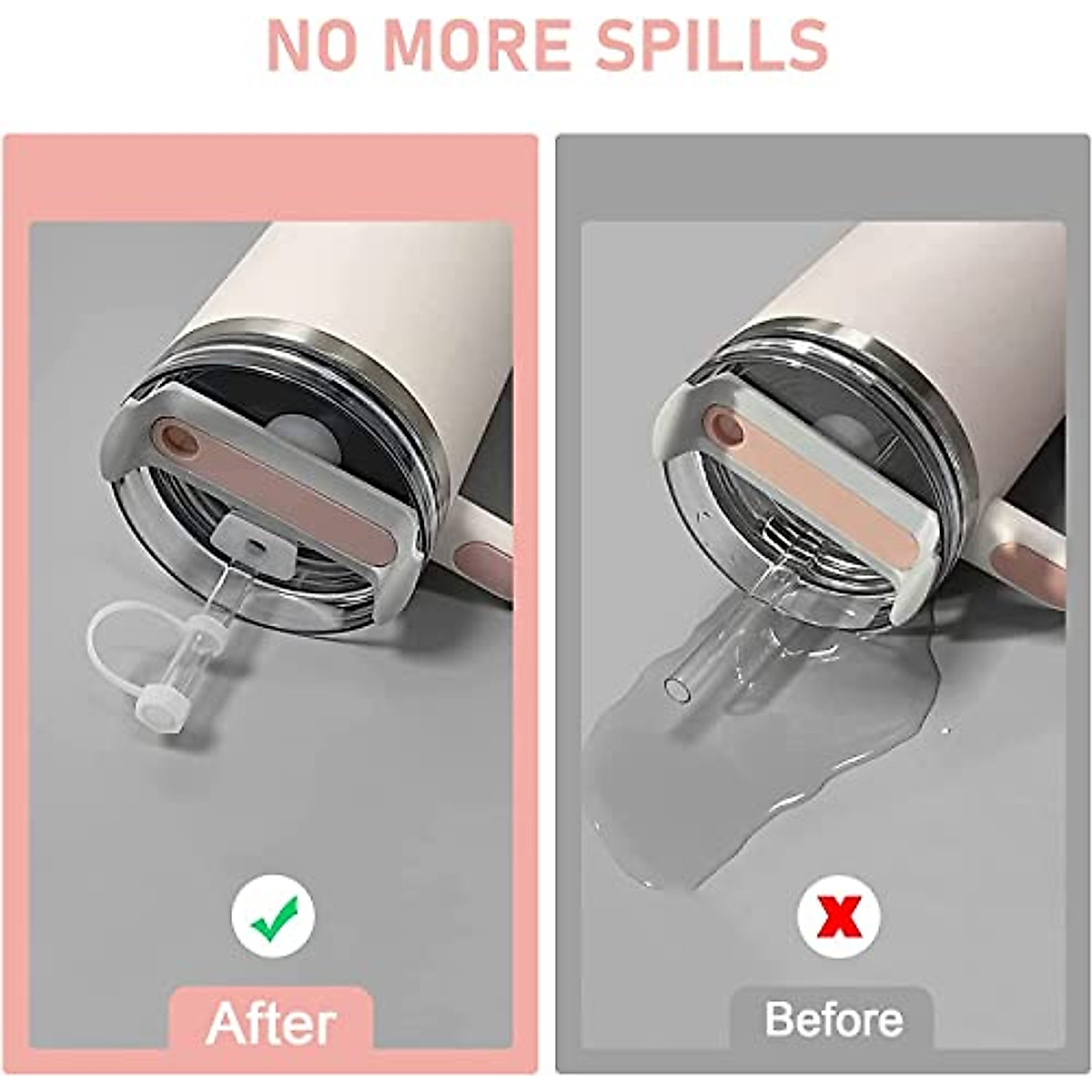 Dasgude Spill Proof Stopper Set for Stanley 40 oz Tumbler with Handle 30 oz, Straw Cover Cap Compatible with Quencher H2.0 Stanley Cup, Silicone Straw Topper for Stanley Cup Accessories, 6 PCS