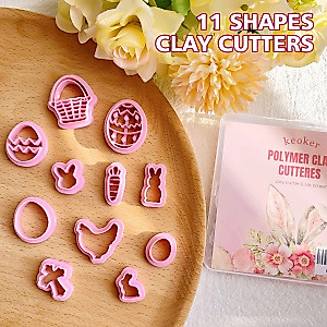 Keoker Polymer Clay Cutters, Easter Polymer Clay Cutters for Earrings Making, 11 Shapes Easter Day Clay Cutters, Small Easter Clay Cutters for Polymer Clay Jewelry