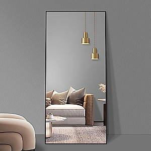 Yone jx je Full Length Mirror 65"x24" Standing Hanging or Leaning Against Wall Floor Mirrors Wall-Mounted Full Body Dressing Mirror with Ultra Thin Aluminum Alloy Frame for Living Room, Bedroom Black