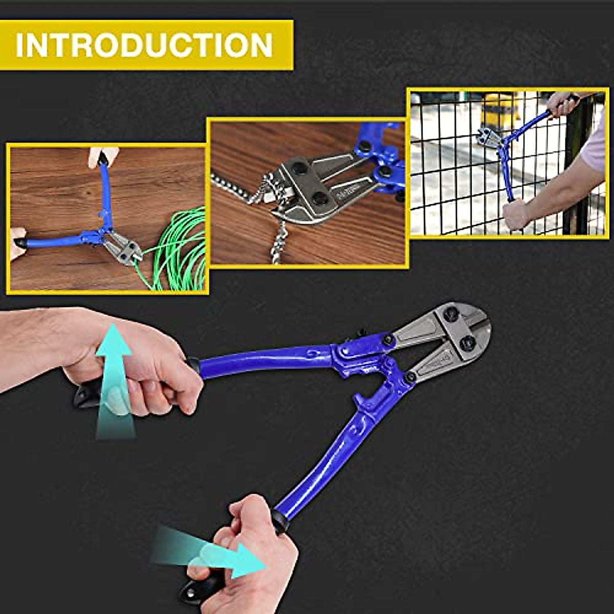 KOTTO Bolt Cutter Pliers Set Industrial Heavy Duty Soft Rubber 14" and Mini 8" High Leverage Cable Cutter with Carrying Case Easily Cut Locks, Barbed Wire, Thick Wire