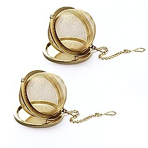Tea Infuser - Stainless Steel Mesh Tea Ball, Premium Tea Infusers for Loose Tea, Tea Filter Strainers Interval Diffuser with Extended Chain Hook for Brew Tea and Spices & Seasonings (2pcs)