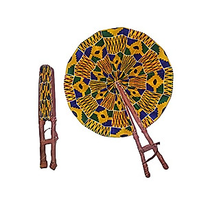 African Ankara Print Folding Fan - Large Handheld Fan for Church, Weddings, Decorative Wall, and More