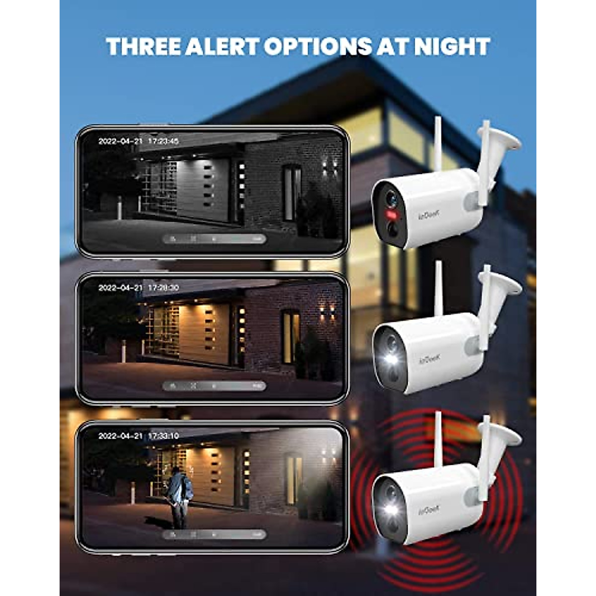 ieGeek Security Cameras Wireless Outdoor, 2K Outdoor Security Cameras with Spotlight & Siren, Wireless Surveillance Cameras for Home Security, 3MP Color Night Vision/2-Way Talk/IP65/PIR/Cloud/SD