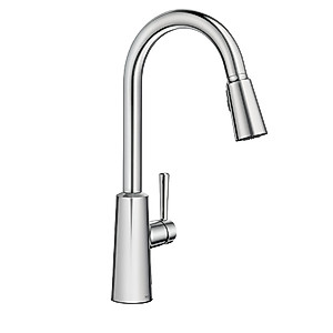 Moen Riley Chrome One-Handle Pulldown Kitchen Faucet Featuring Power Boost for a Faster Clean and Reflex Docking System for the Spray Head, Modern Kitchen Sink Faucet, 7402C