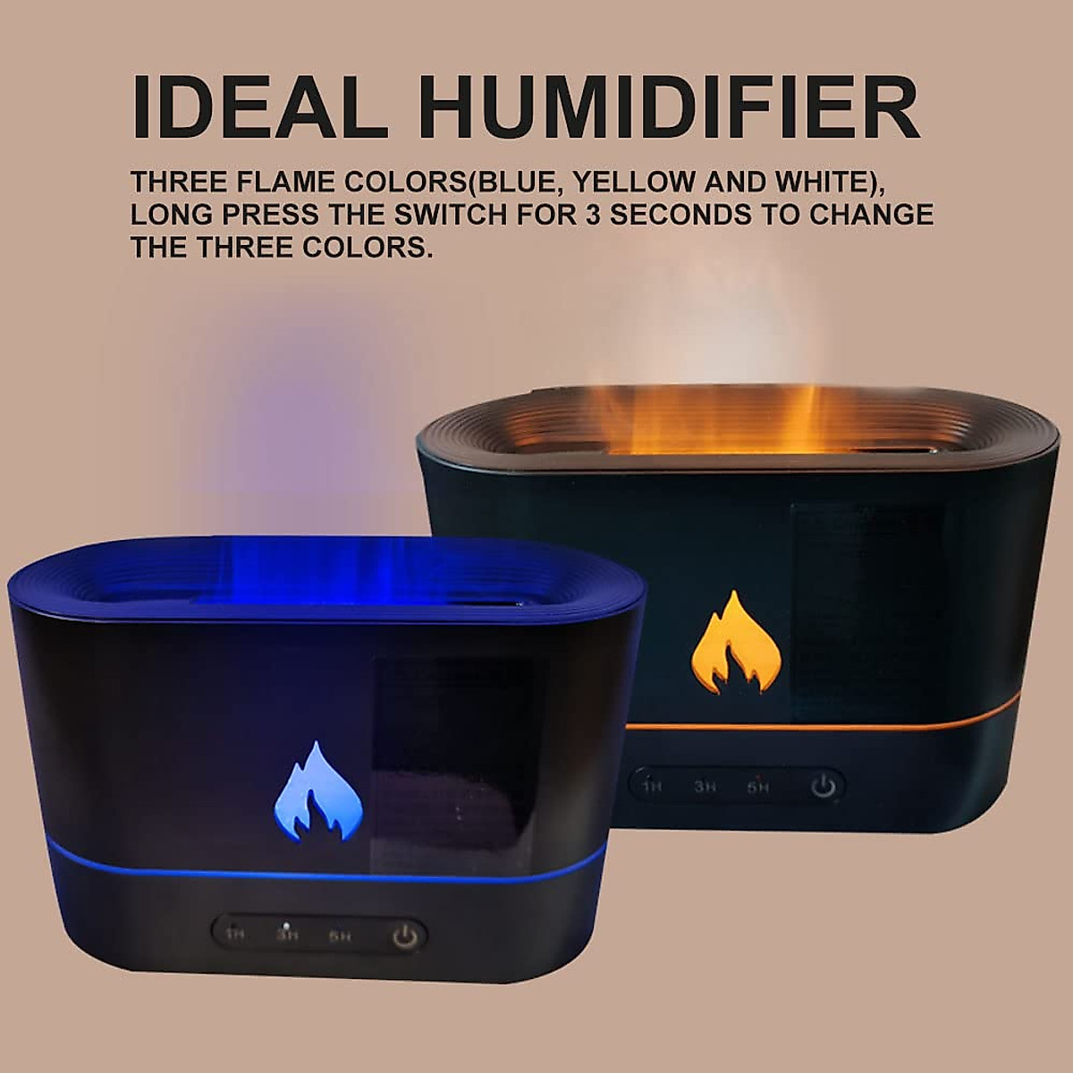 Flame humidifier for bedroom, Essential oil diffuser cool mist humidifiers for home mini air small personal humidifier, 200 ml Lasts Up to 10 Hours