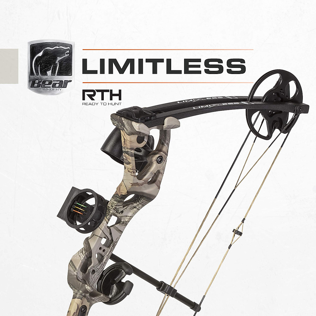 Bear Archery Limitless Dual Cam Compound Bow - includes Quiver, Sight and Rest, God's Country