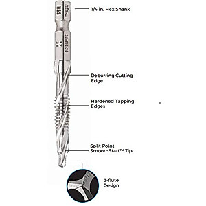 IDEAL Electrical 36-600 Standard Drill/Taps - (8 Piece) 1/4 in. Hex Shank, Drilling, Tapping, Deburring, HSS Bit Kit