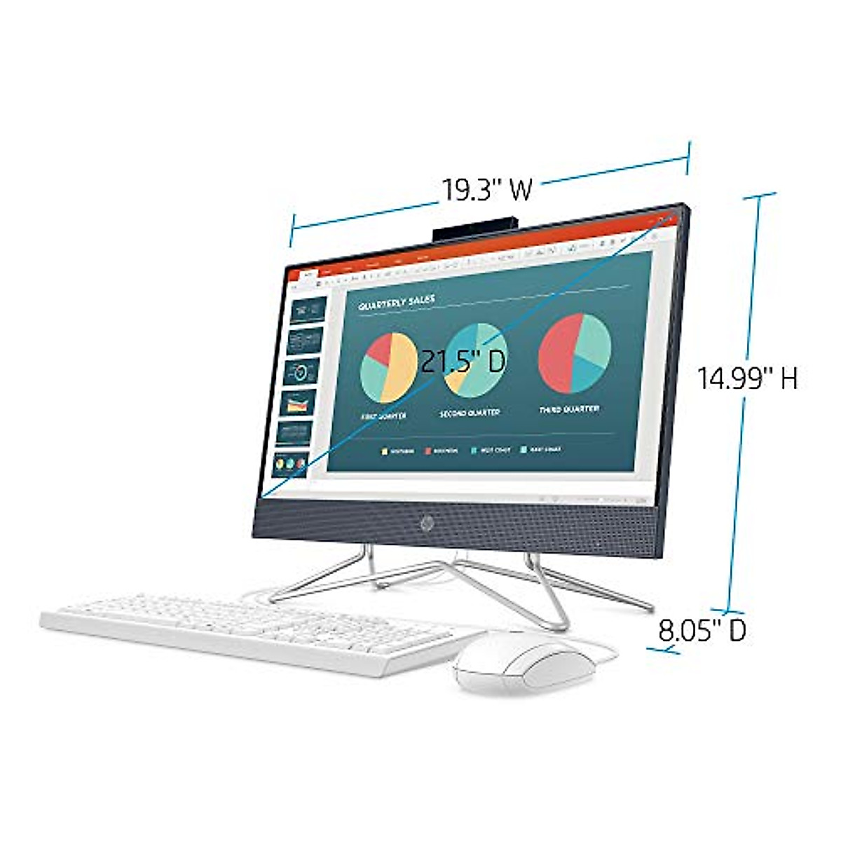 HP All-in-One Desktop Computer 21.5 FHD Screen/ Intel Celeron G5900T/ 4GB DDR4 RAM/ 256GB SSD/DVD-Writer/AC WiFi/HDMI/Bluetooth/Blue/Windows 10 Home (Renewed)