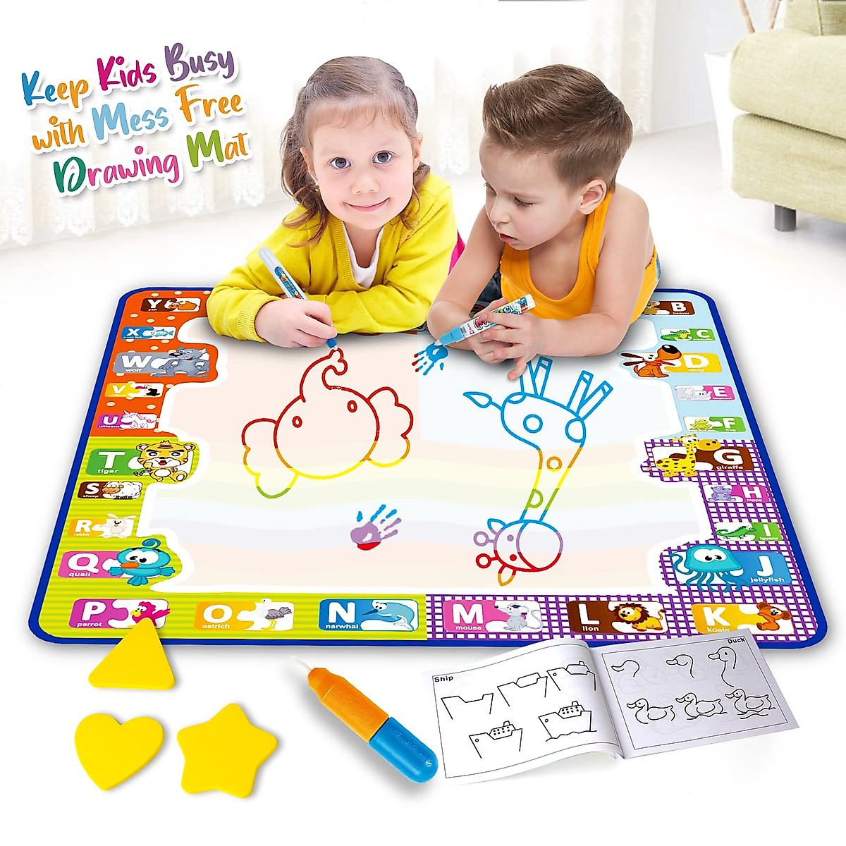 YEEBAY Water Doodle Mat,Learing Toys for 3,4 Year Old Girls/Boys - Mess Free Painting Writing Doodle Activity Mat - Ideal Gifts for Aged 3+ Toddler, Kids