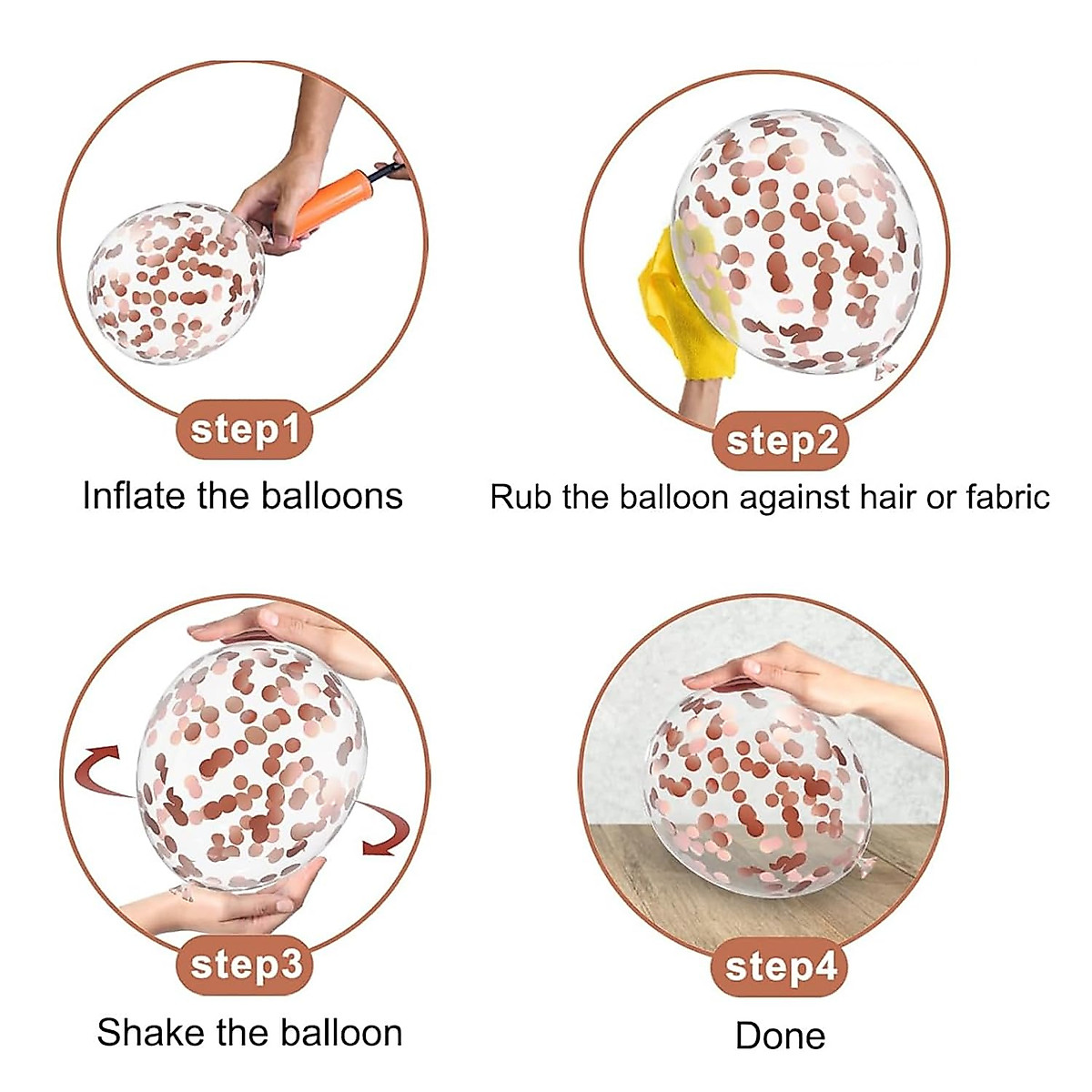 Rose Gold Confetti Balloons - 50 Pcs 12 In White and Rose Gold Latex Balloons,Rose Gold Metallic Balloons for Birthday Wedding Engagement Bridal Shower Bachelorette Party Decorations