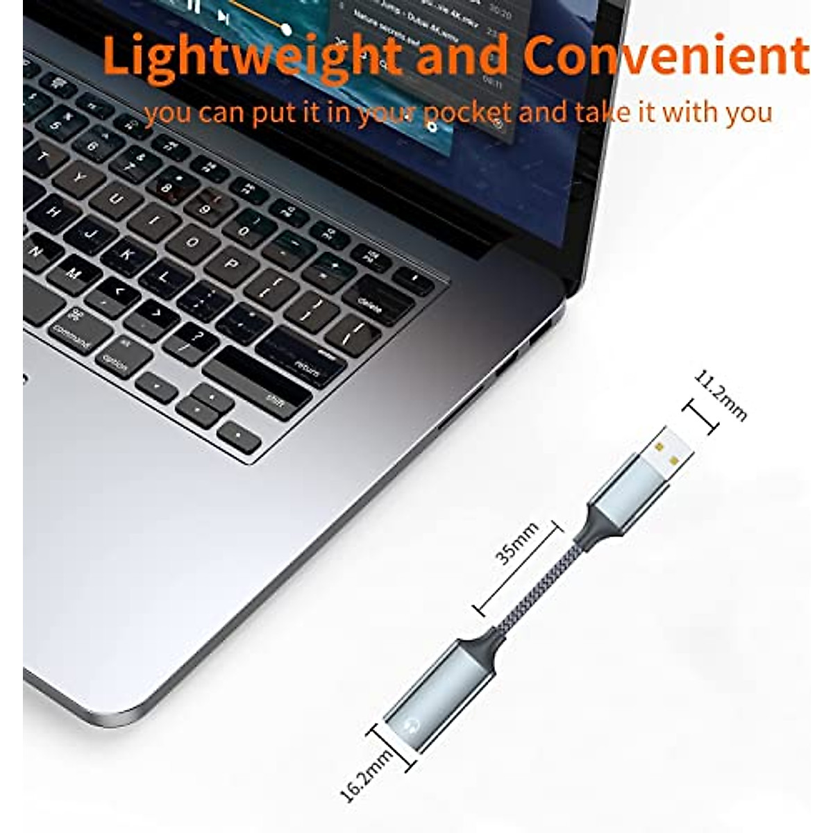 USB A to Lightning Audio Adapter Cable USB 3.0 Male to Lightning Female HiFi Audio Headphones Converter Fit with USB A MacBook Computer PC Support Volume Control Mic Nylon Braided