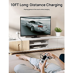 JSAUX PS5 Controller Charging Cable 10FT, USB C [Anti-Interference Magnetic Ring] Fast Charger Cord for PS5 DualSense Controller, X-Box Series X/S Controller, Switch/Pro/Lite Controller, Steam Deck