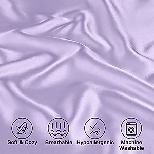 Satin Pillowcase for Hair and Skin, 2 Pack Lavender Silk Pillowcase Queen Satin Pillowcases with Envelope Closure(Lavender,20x30 inches)