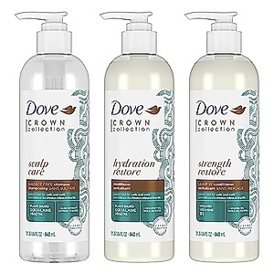 Dove Amplified Textures Shampoo, Conditioner, Leave-In Conditioner with Coconut Milk, Aloe, and Jojoba 3 Count for Coils, Curls and Waves and Moisture Amplifying Hair Care Blend 11.5 oz
