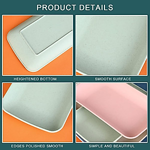 Roucerlin 4 Pack Unbreakable Wheat Straw Plates, Durable Lightweight Cake Plate, Small Reusable Snack Plate for Fruits, Pasta, Salad, Dessert, Dishes, Sushi (8.3in, Green)