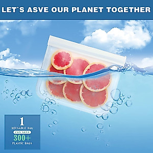 Coupount 10 Pack Reusable Ziplock Bags Silicone,Reusable Food Storage Bags,Leakproof Reusable Freezer Bags, BPA Free Reusable Food Storage Bags