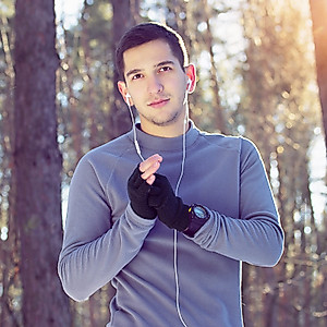 Sumfox 4 Pairs Black Fingerless Gloves for Women Men Unisex Half Finger Gloves Knit Gloves Winter Stretchy Gloves