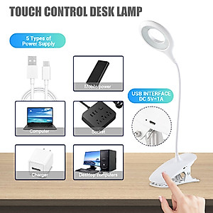 EXTRASTAR Book Light, 24 LEDs USB Reading Lamp, Clip on Light with 3 Color Modes, Touch Control Unlimited Dimmable Eye Protection Desk Light for Headboard, Home, Dormitory, Office