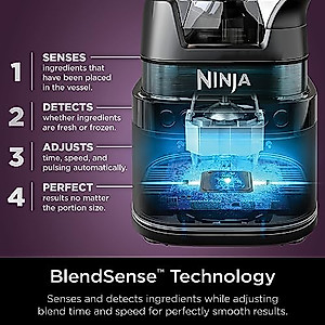 Ninja TB401 Detect Kitchen System Power Blender + Processor Pro, BlendSense Technology, Blender, Chopping & Smoothies, 1800 Peak Watts, 72 oz. Pitcher, 64 oz. Food Processor, 24 oz. To-Go Cup, Black