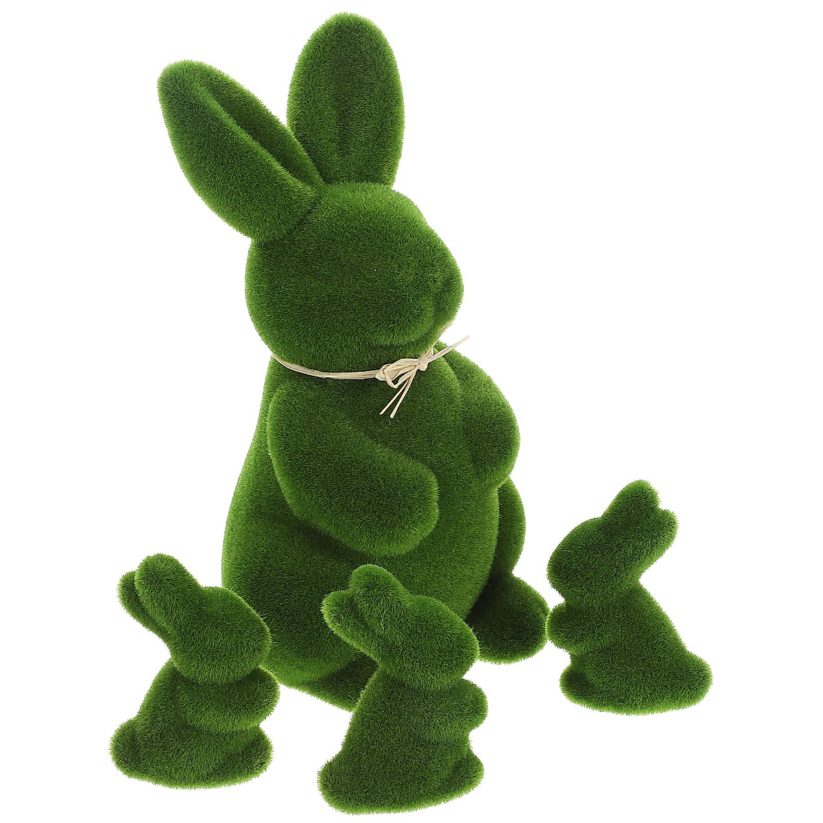 4pcs Bunny Decor Easter Artificial Turf Grass Rabbit Figurine Flocked Animal Bunny Statue Easter Party Favor for Yard Decorations