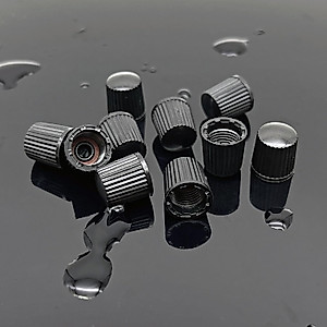 TPMS Valve Stem Covers Black Tire Valve Caps Plastic TPMS Replacement Valve Stem Caps with O-Ring Rubber Seal Universal Fit Car Truck Motorcycle, Dustproof, Airtight Seal, Light-Weight (10-Pack)