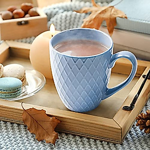 MIAMIO - Coffee Mugs set of 6 / Coffee Cups - 6 x 12 Oz Ceramic Mugs - Large Coffee Mugs - Microwave & Dishwasher safe - Palmanova Collection (Blue)