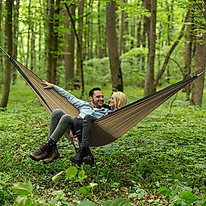 Lazy Monk 2 Person Hammock w/ Tree Straps | Portable Foldable Parachute Double Hamock Outdoor, Travel, Camping | Hamaca para dos | Complete Two People Couple Patio Backyard Outside Hanging Swing Amaca