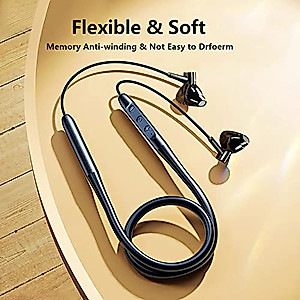 Bluetooth Headphones Noise-canceling Magnetic adsorption Neck-Hanging Wireless Sports Earbuds with Microphone,Stereo bass in-Ear Earphones with Ear Loops and soundproof Cotton,IPX4 Waterproof,16h