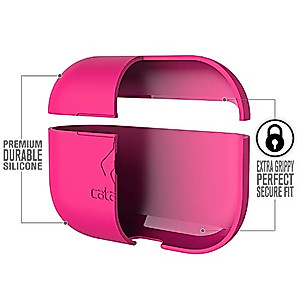 Slim Case for AirPods Pro by Catalyst - Skin for Apple AirPods Pro Charging Case, Interchangeable Colors, Protective Cover Soft Skin, Compatible Wireless Charging - Neon Pink