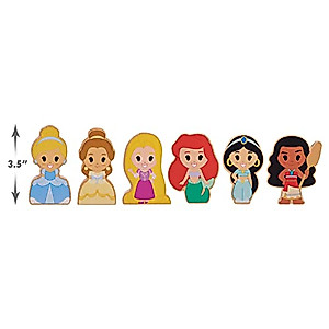 Disney Wooden Toys Just Play Disney Princess Figures 6-Pack, Ariel, Rapunzel, Moana, Jasmine, Belle, and Cinderella, Kids Toys for Ages 2 Up, Amazon Exclusive