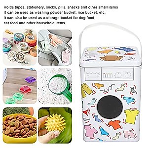 Laundry Detergent Container, Powdered Laundry Detergent Container with Perspective Window Lid Laundry Detergent Powder Storage Tin Box, Washing Machine Appearance Large Capacity Storage Box